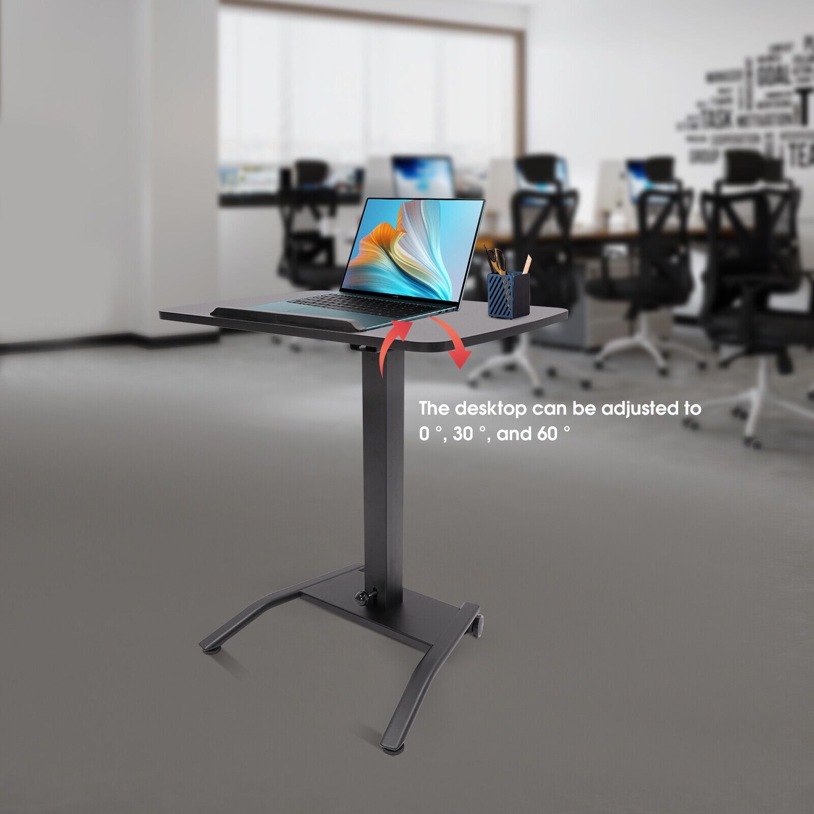 Shzicmy Adjustable 25.5“ Rolling Podium Desk Standing Lifting Computer ...