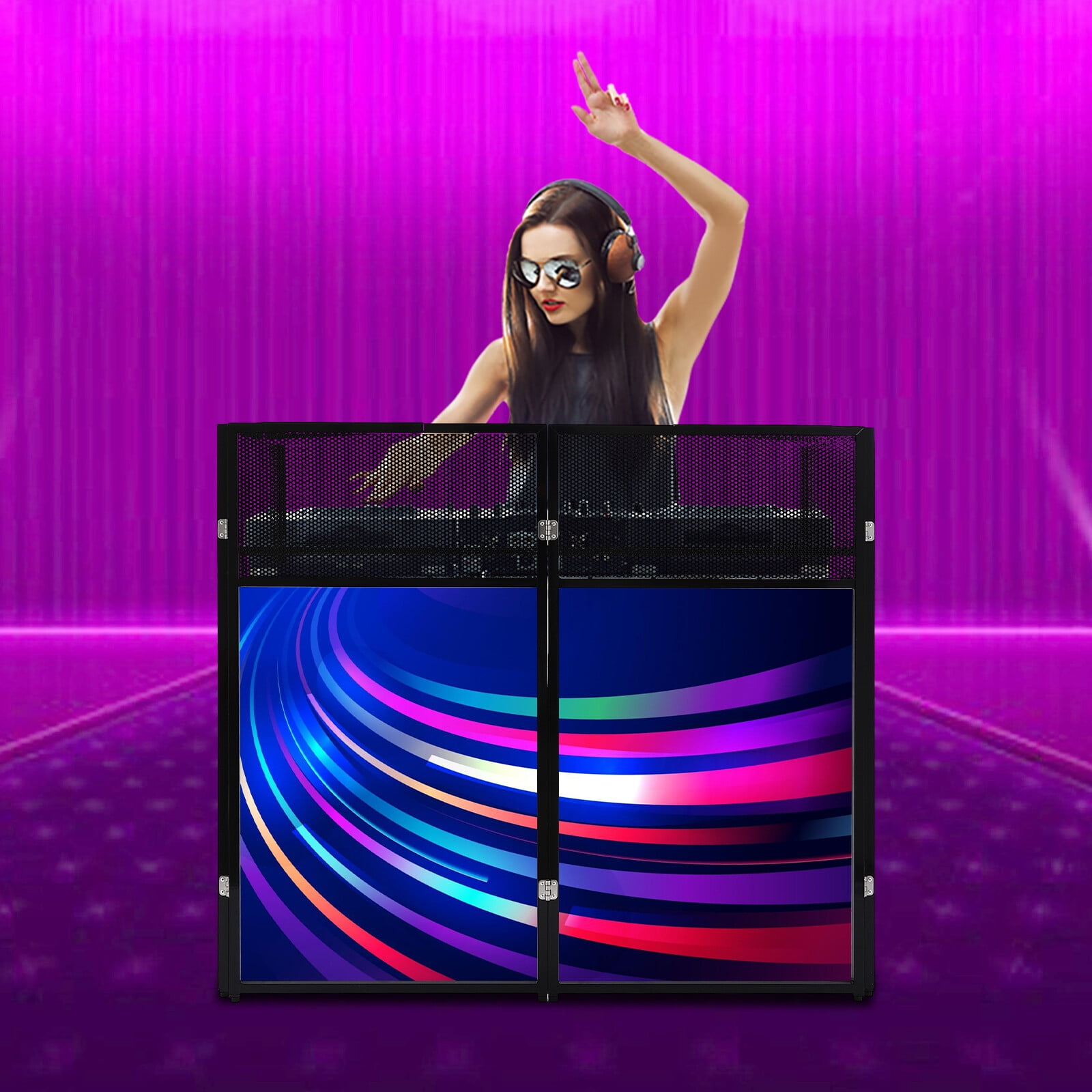Shzicmy DJ Event Facade Black Scrim Metal Frame Booth Portable Dj Booth ...