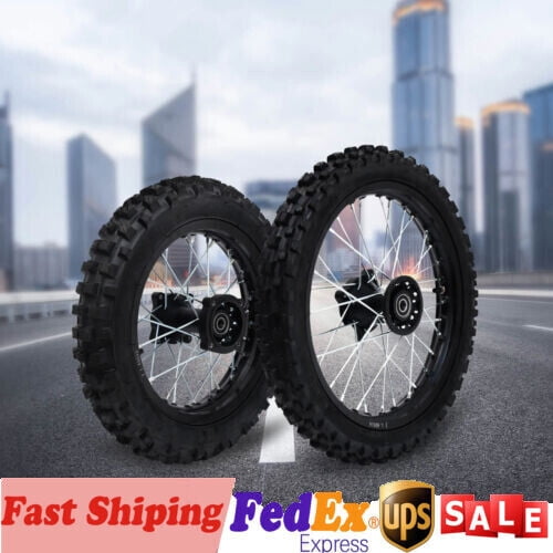Shzicmy Dirt Bike Wheels, 60/100-14 Front, 80/100-12 Rear, Knobby Tires, Rubber Alloy - Walmart.com
