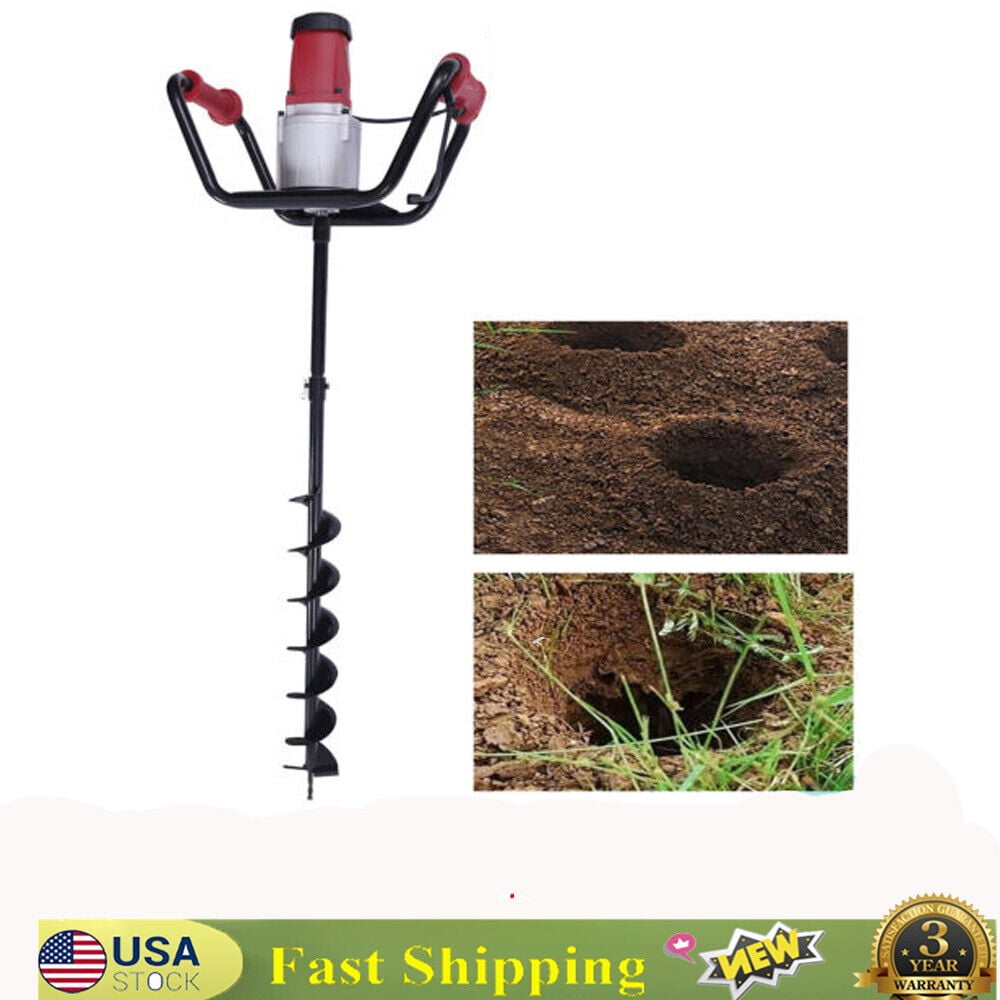 Shzicmy Electric Post Hole Digger Earth Auger 1500W 1.6HP 4'' w/ Bits ...