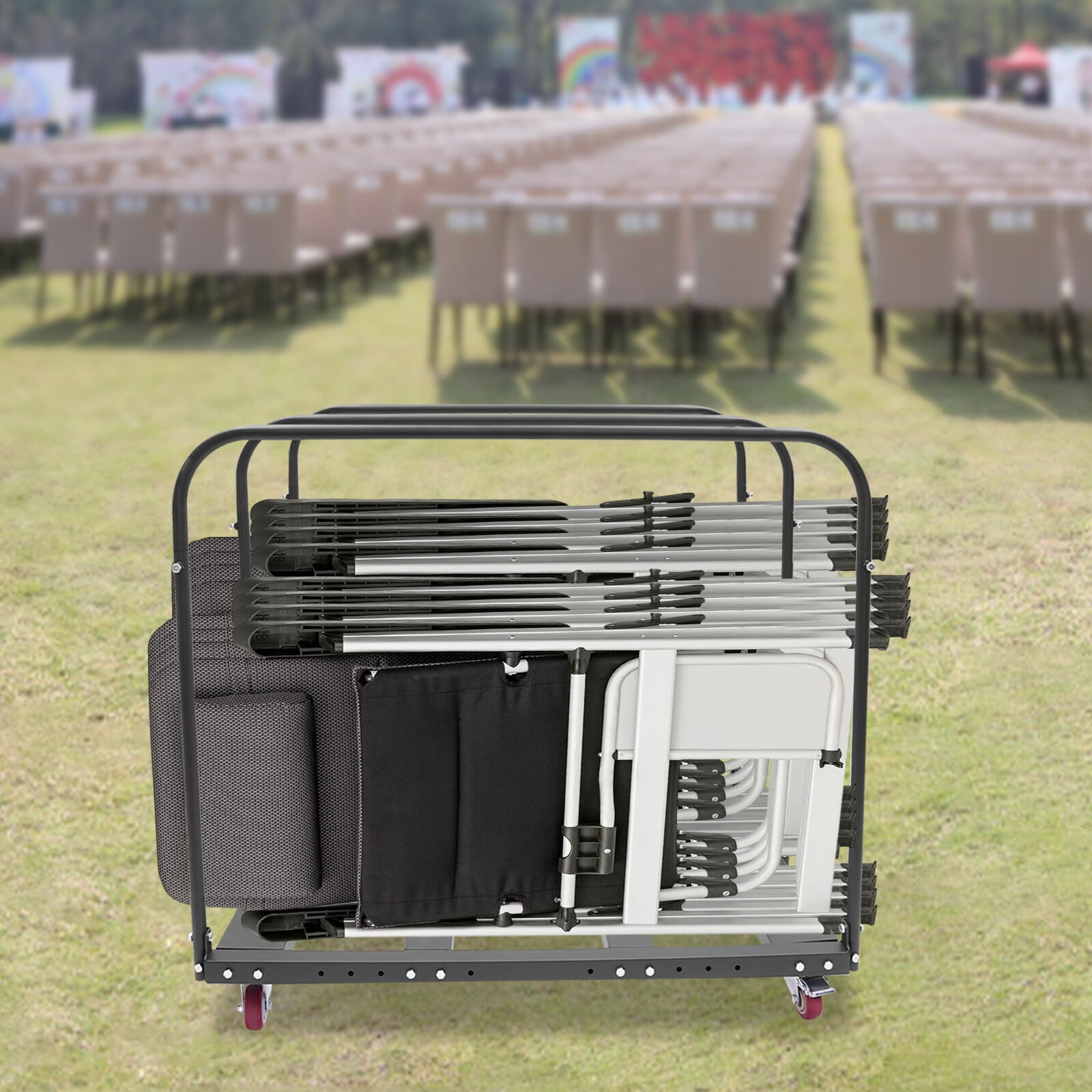 Shzicmy Folding Table Cart Metal Table Cart Folding Table Trolleys W ...