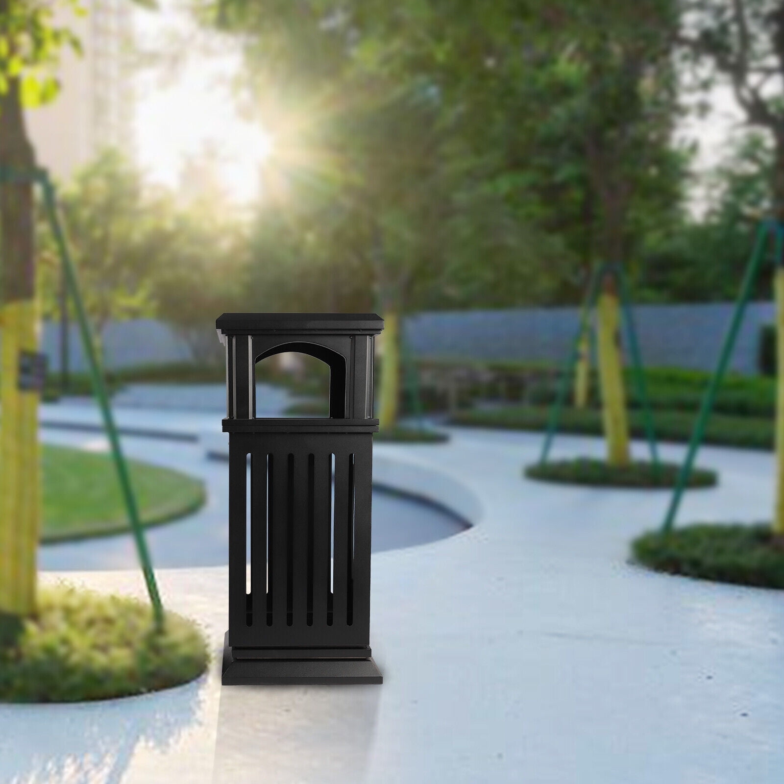 Shzicmy Trash Can Outdoor Dark Black Garbage Enclosure with Locking Lid ...