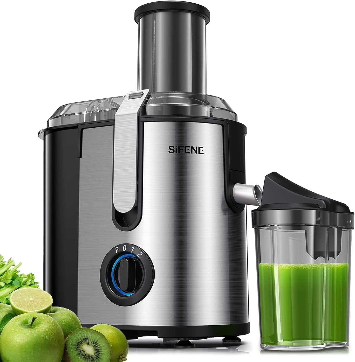 "SiFENE 800W High-Speed Juicer, 3-Speed, 3.2"" Wide Feed, Easy-Clean ...