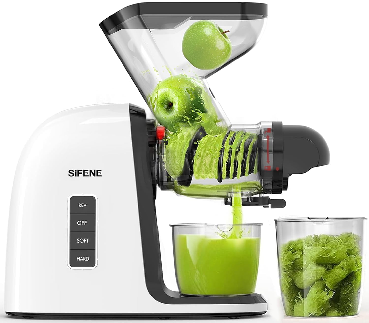 SiFENE Slow Masticating Juicer Machine, Dual 3" Wide Mouth, Anti-Clog Function, Wheatgrass, and ...