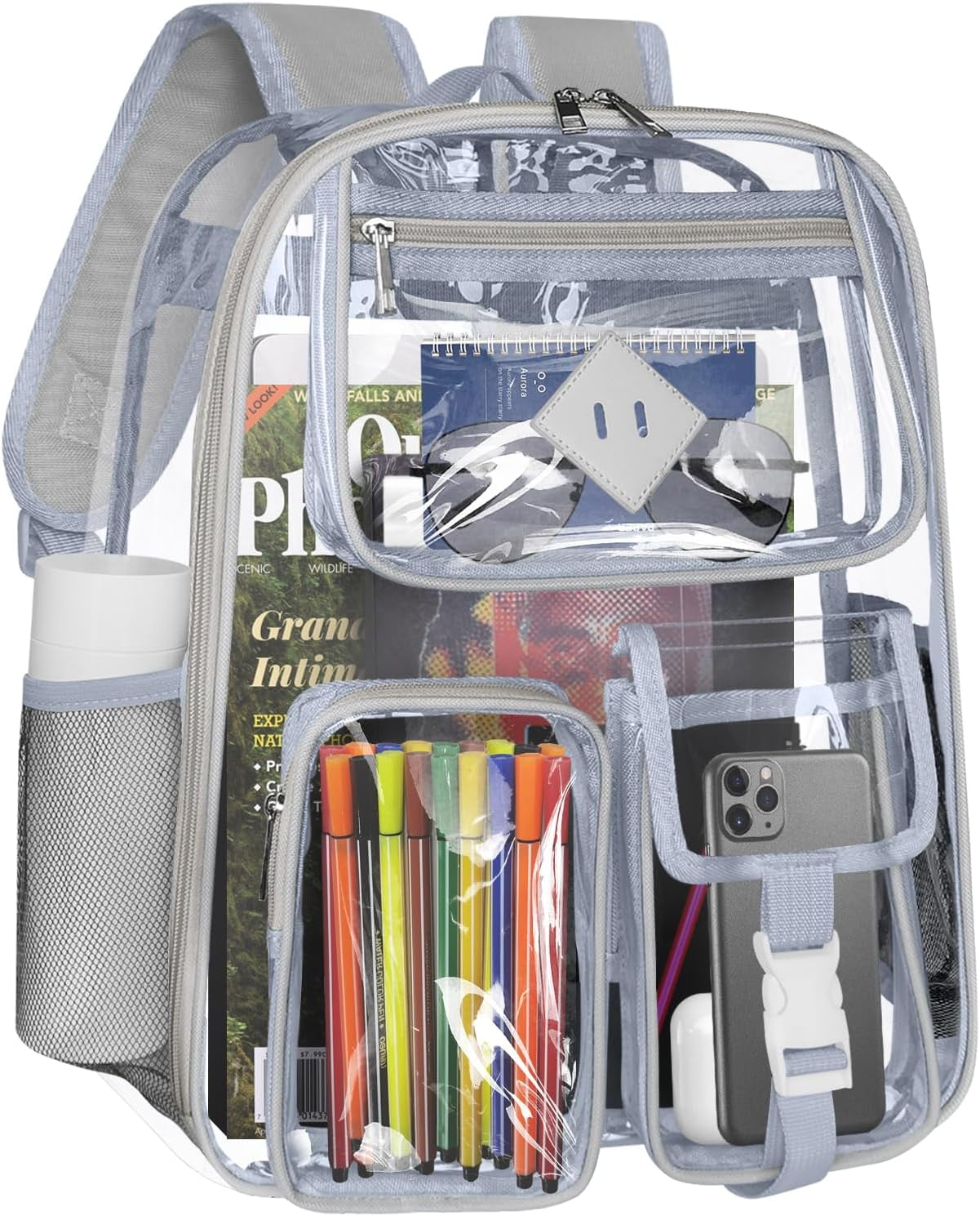 SiGuang Clear Backpack Heavy Duty, Large PVC Transparent See-Through ...