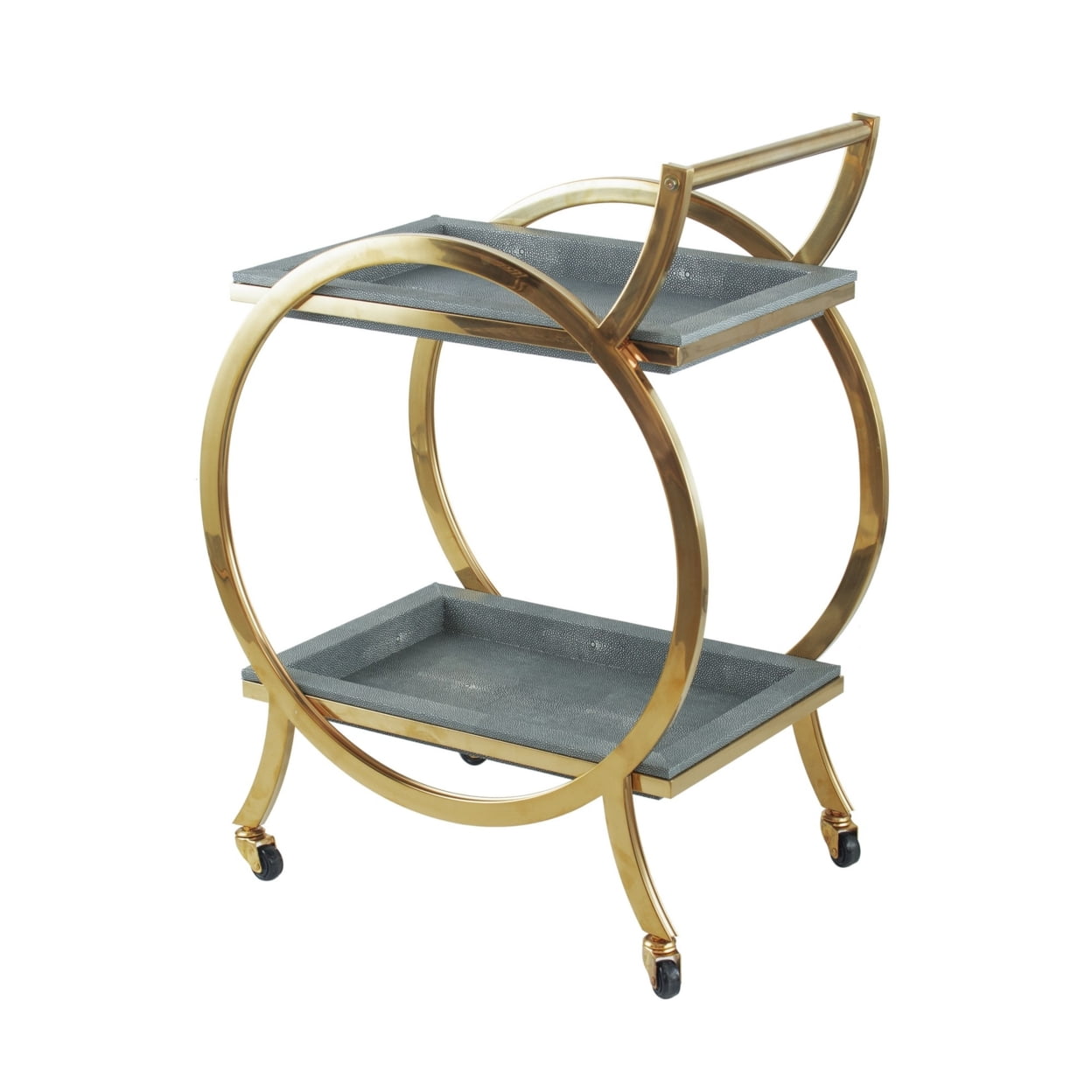 Sia 34 Inch Rolling Bar Cart, Round Steel Frame, Removable Trays Gray ...