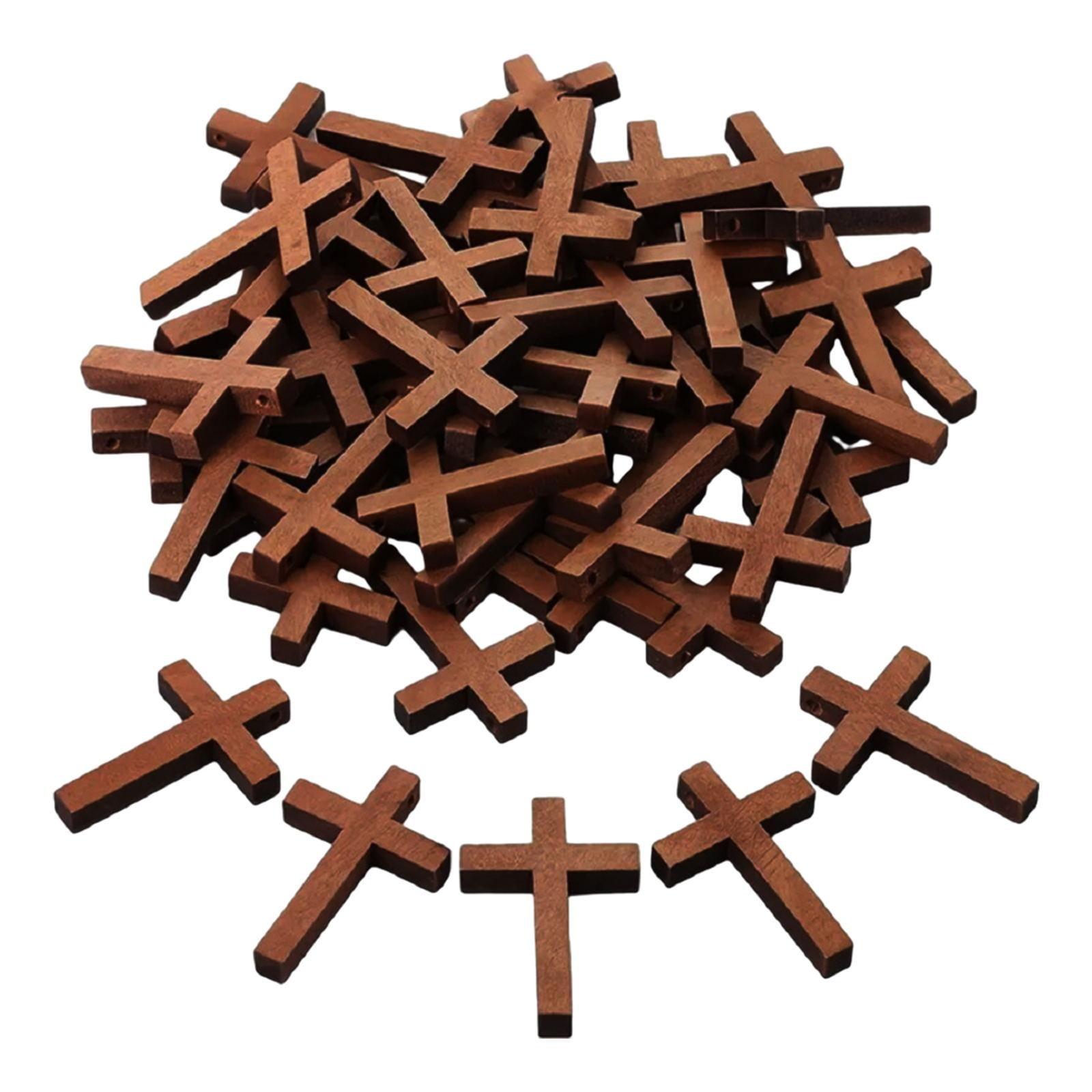 SiaBiced 100 Pieces Wooden Cross Charms Wood Cross Pendants Cross ...