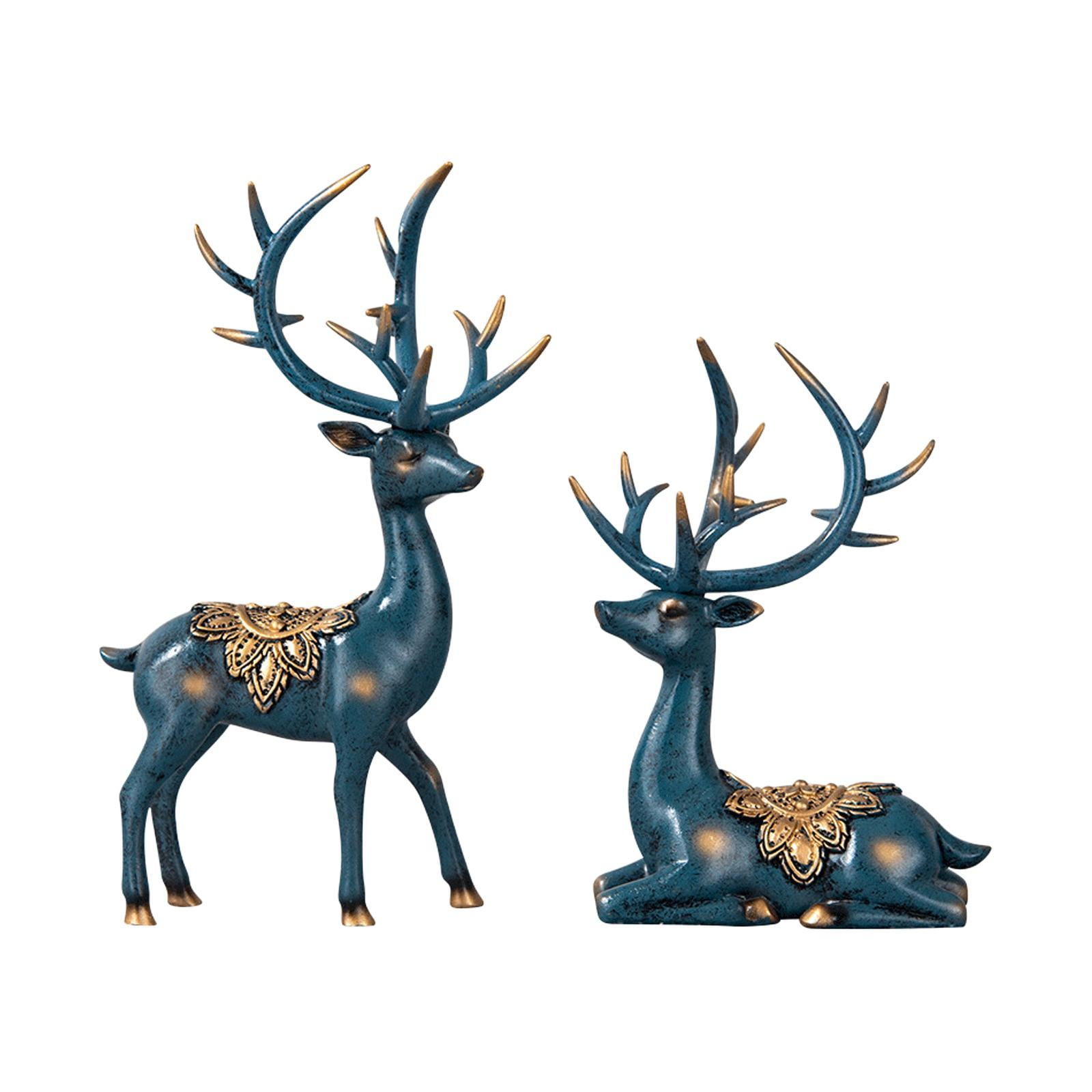SiaBiced 2 Pieces Love Statue Deer Sculpture Deer Knick Knack Deer ...