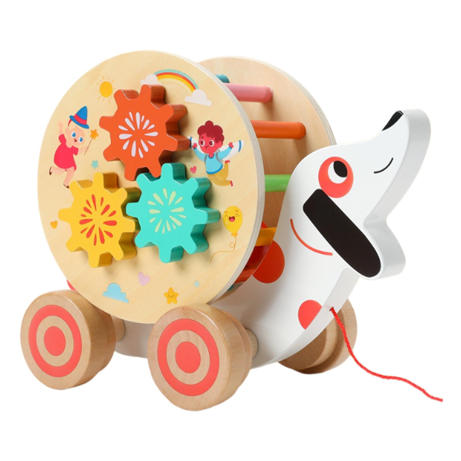 SiaBiced Animal Push and Pull Along Toy Shape Matching Game Interactive Educational Early puppy ...