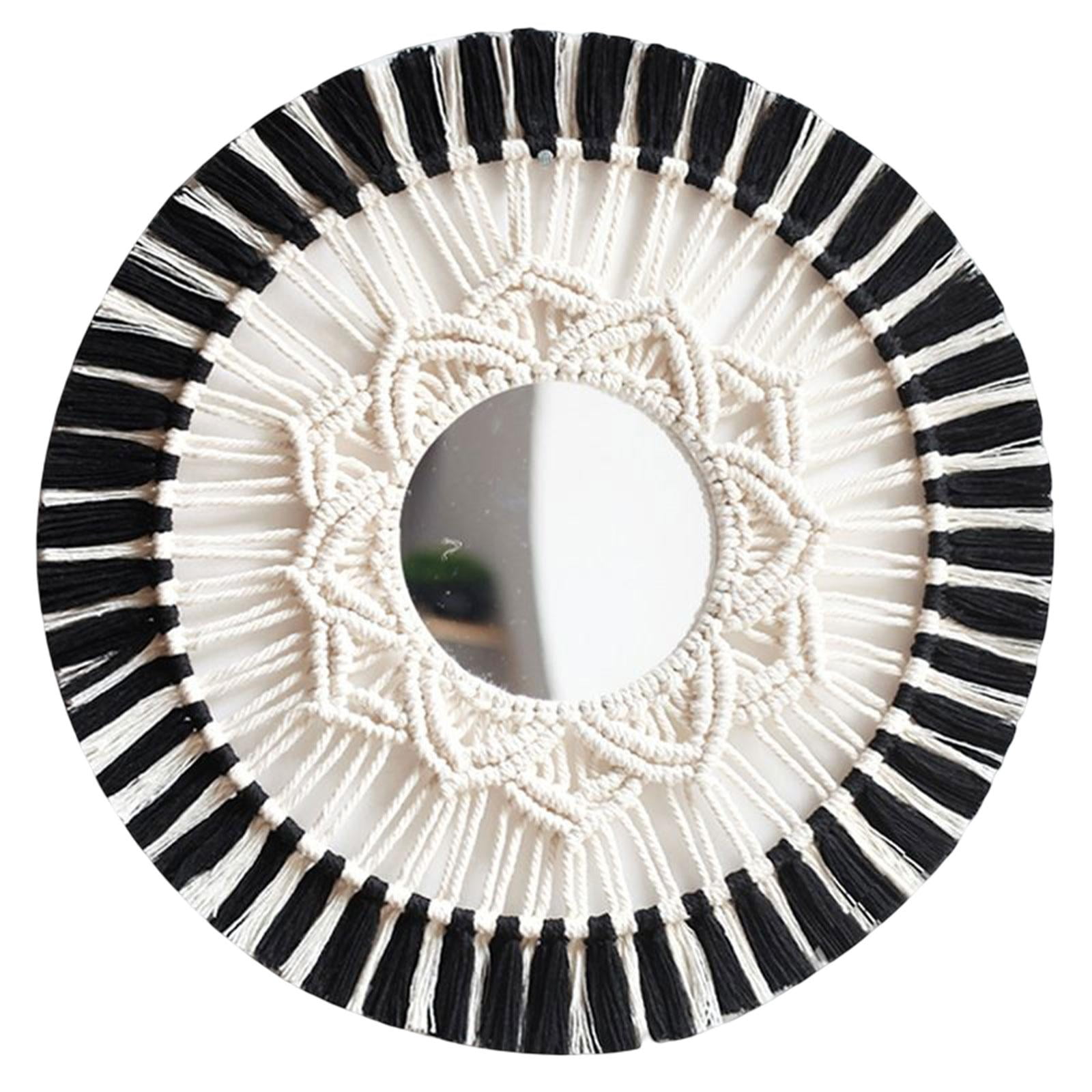 SiaBiced Boho Hanging Wall Mirror Bohemia Macrame Fringe Round ...