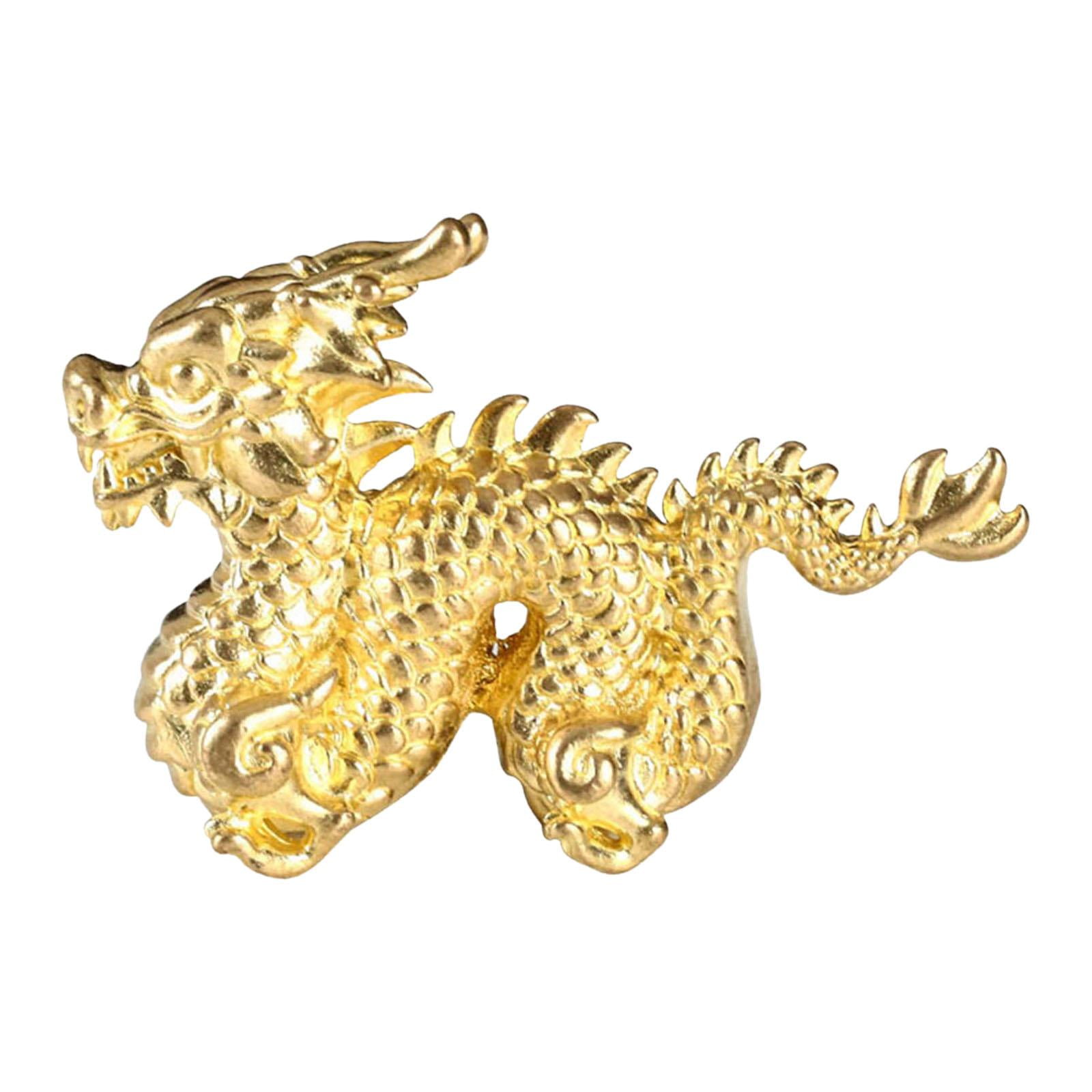 SiaBiced Brass Mini Chinese Dragon Sculpture Souvenir Adorable Feng ...