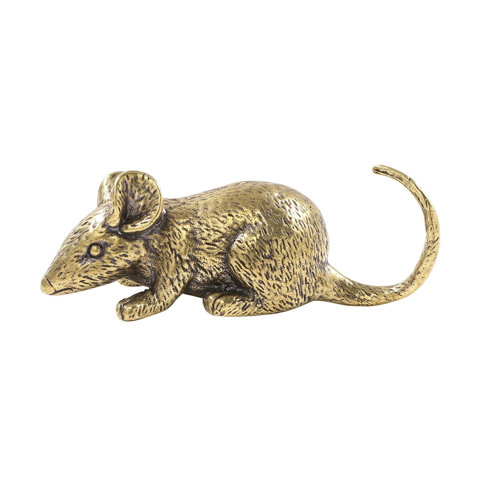 SiaBiced Brass Mouse Statue Cute Animal Sculpture Adornment Creative ...