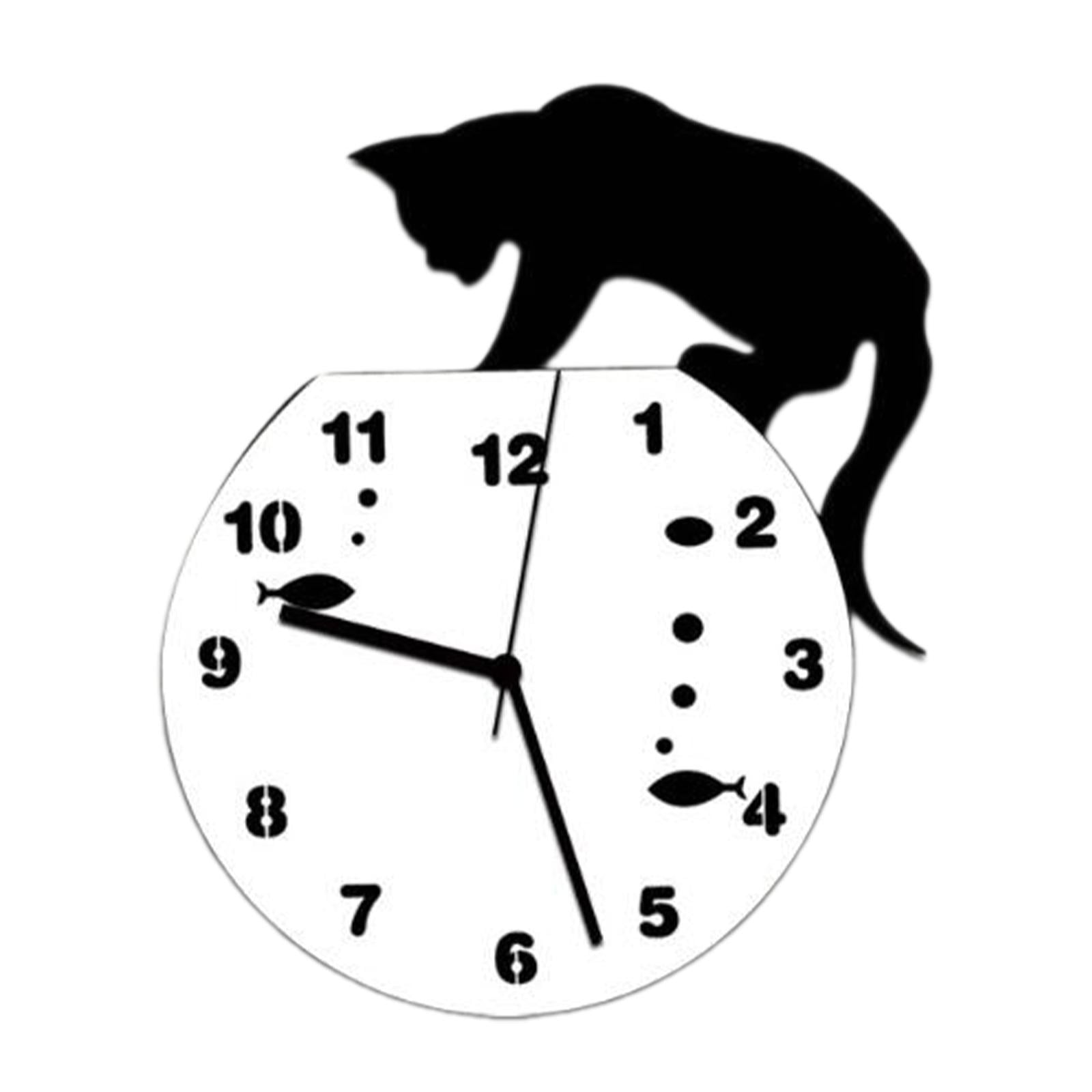 SiaBiced Cat Wall Clock Animal Wall Clock Wall Decor Kids Wall Clock ...
