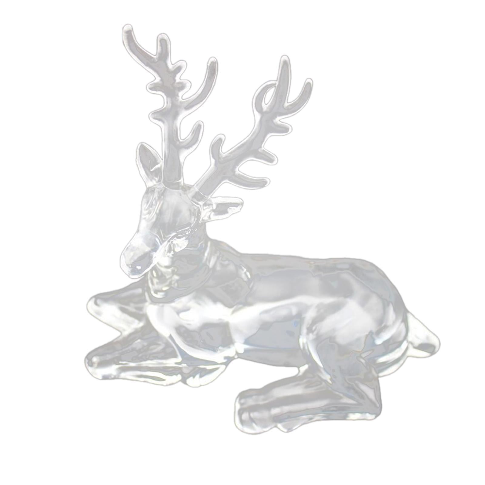 SiaBiced Christmas Deer Statue Clear Acrylic Elk Figurine Decorative ...