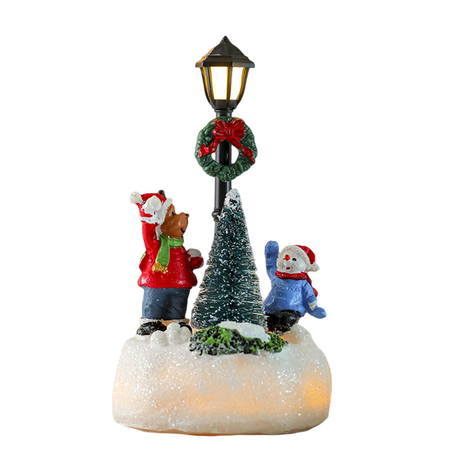 SiaBiced Christmas Village Scene Lamp Post Figurine Collectible Resin ...