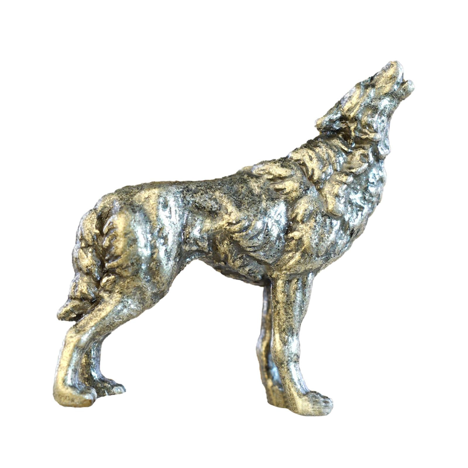 SiaBiced Copper Alloy Wolf Figurine Collectible Small Lifelike ...