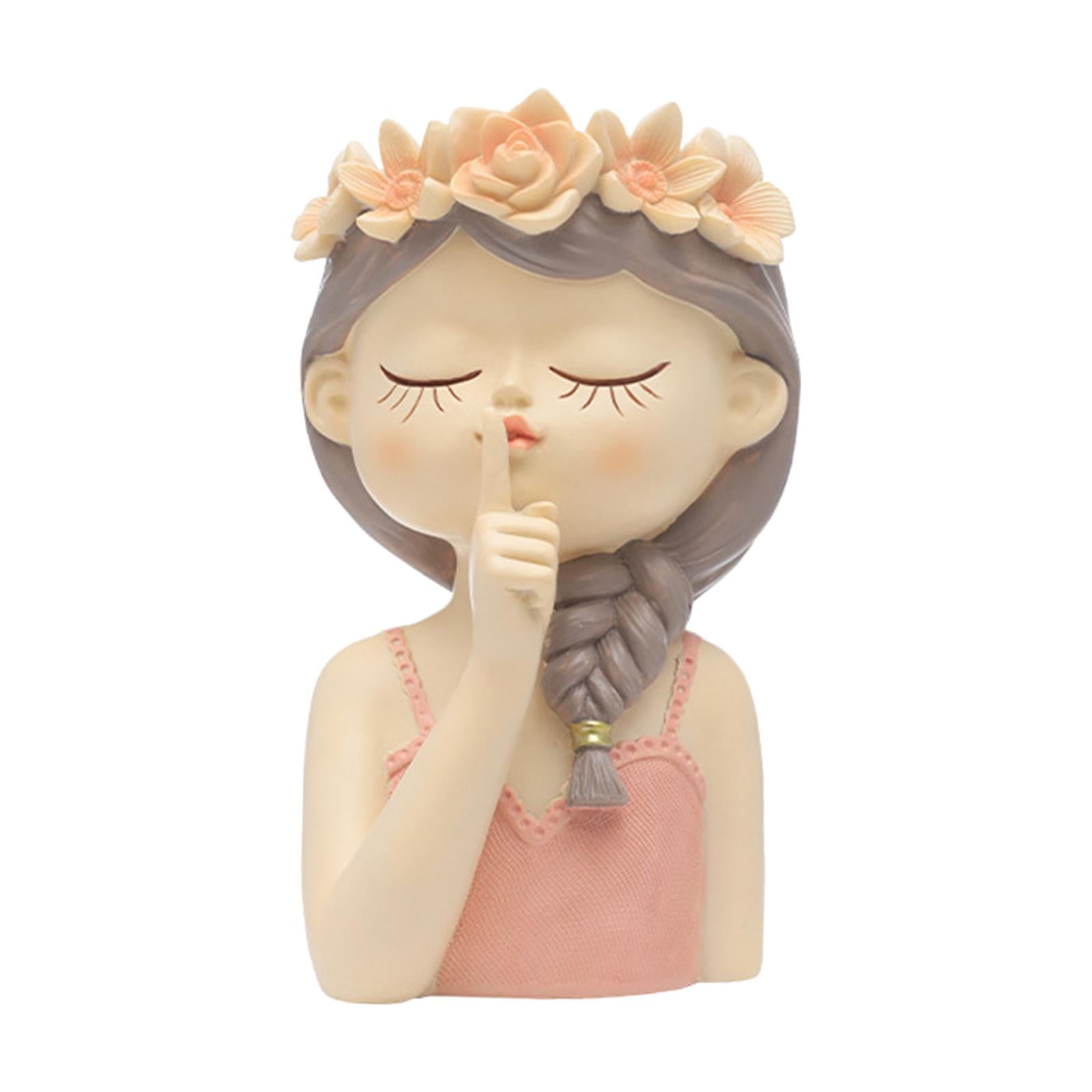 SiaBiced Cute Planter Flower Pot Craft Statue Collectible Ornament Desk ...