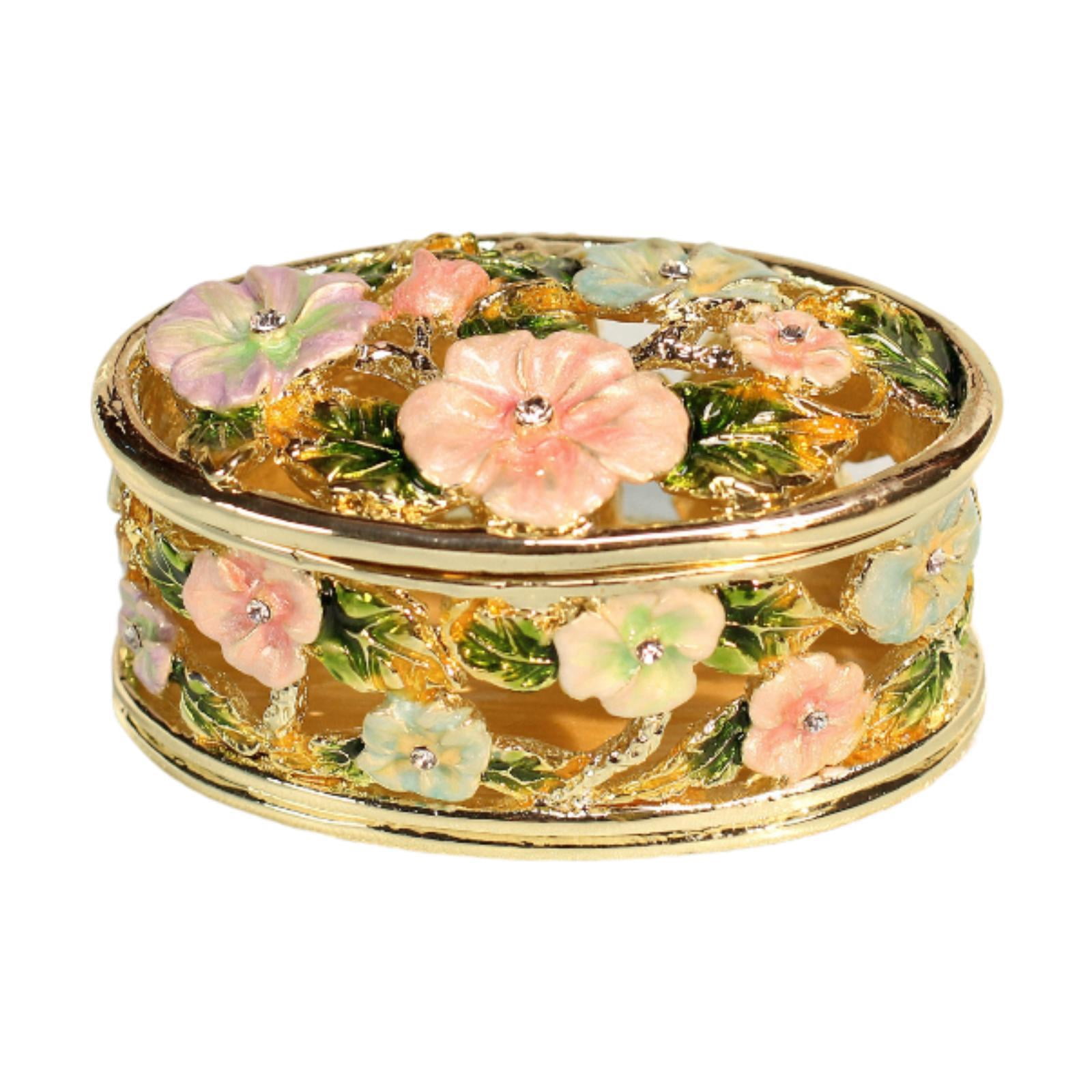 SiaBiced Enamel Alloy Jewelry Box Jewelry Display Box Round Home Decor ...