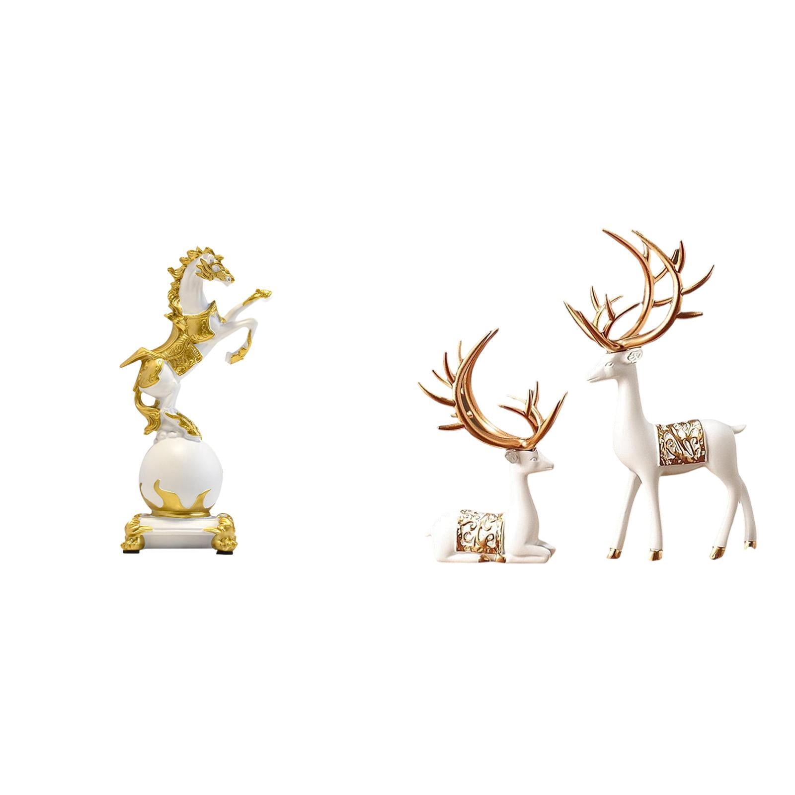 SiaBiced European Style Reindeer Statues Collectable Craft Sculpture ...