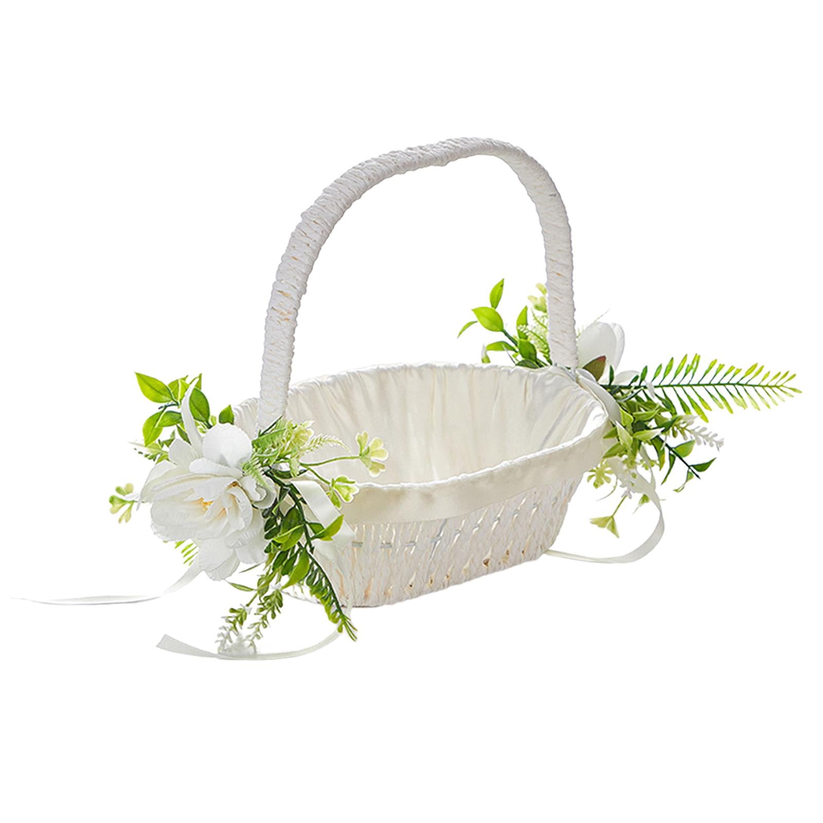 SiaBiced Flower Girl Basket with Handle Handbasket Bridesmaid Lace ...