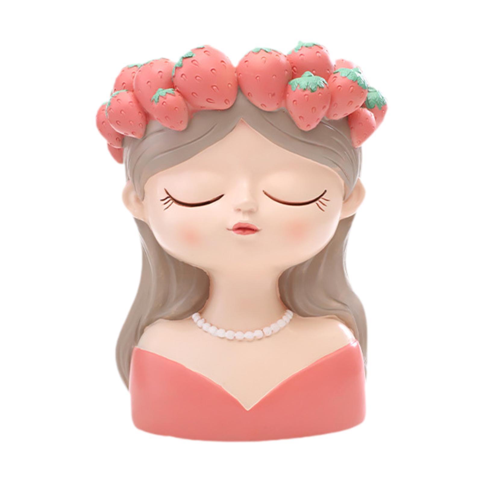 SiaBiced Girl Face Flower Pot Cute Resin Planter Creative Plant ...