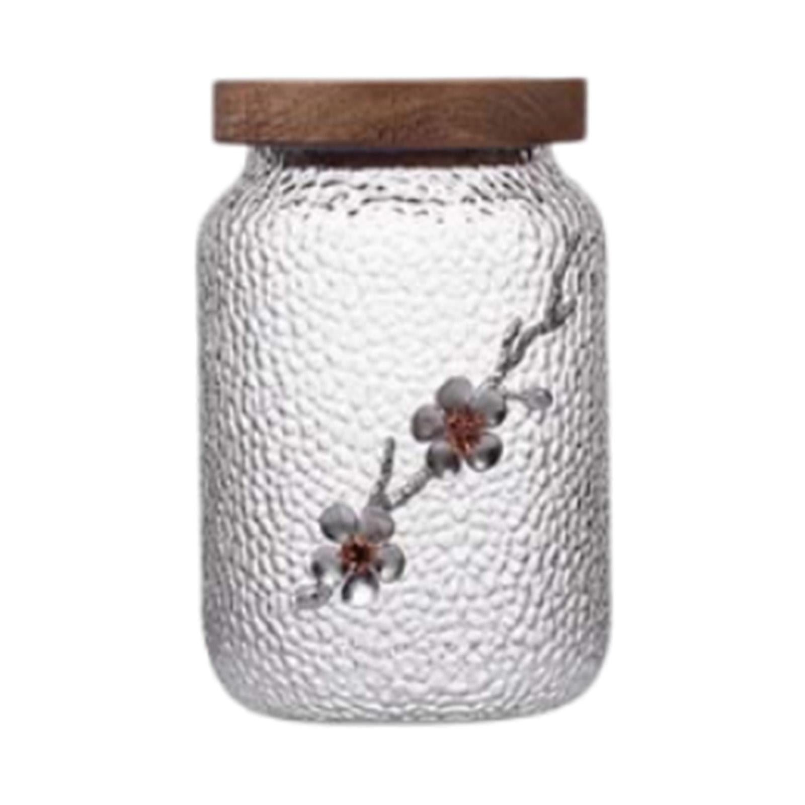 SiaBiced Glass Tea Storage Jar Home with Wooden Lid Tea Storage Jar ...