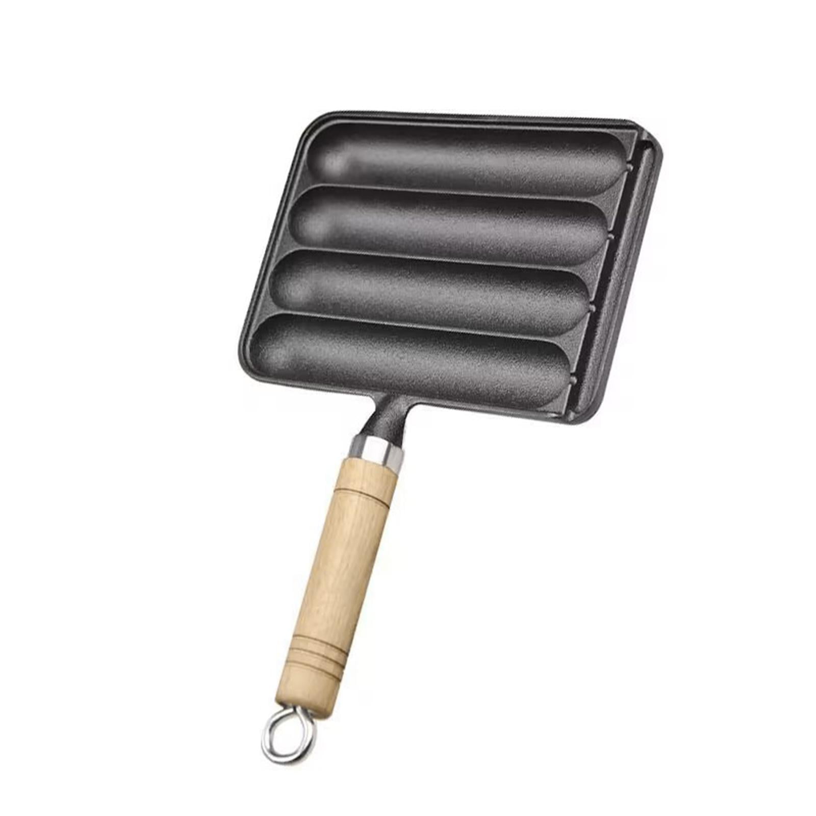 SiaBiced Grilling Corn Dog Grill Pan Homemade DIY Cast Iron 4 Grids Hot ...