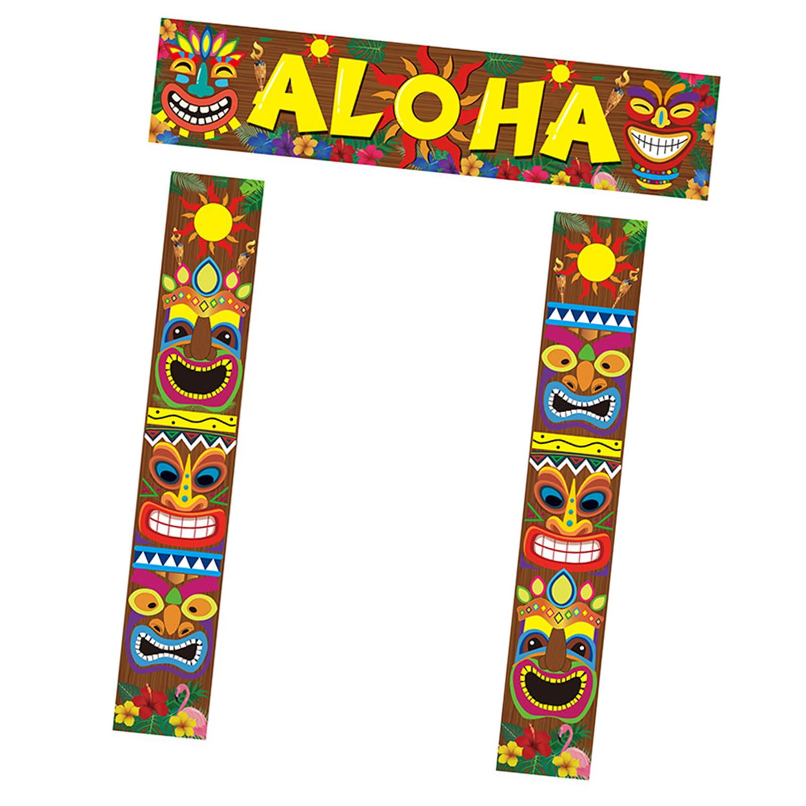 SiaBiced Happy Luau Party Decoration Aloha Tropical Door Porch Signs ...