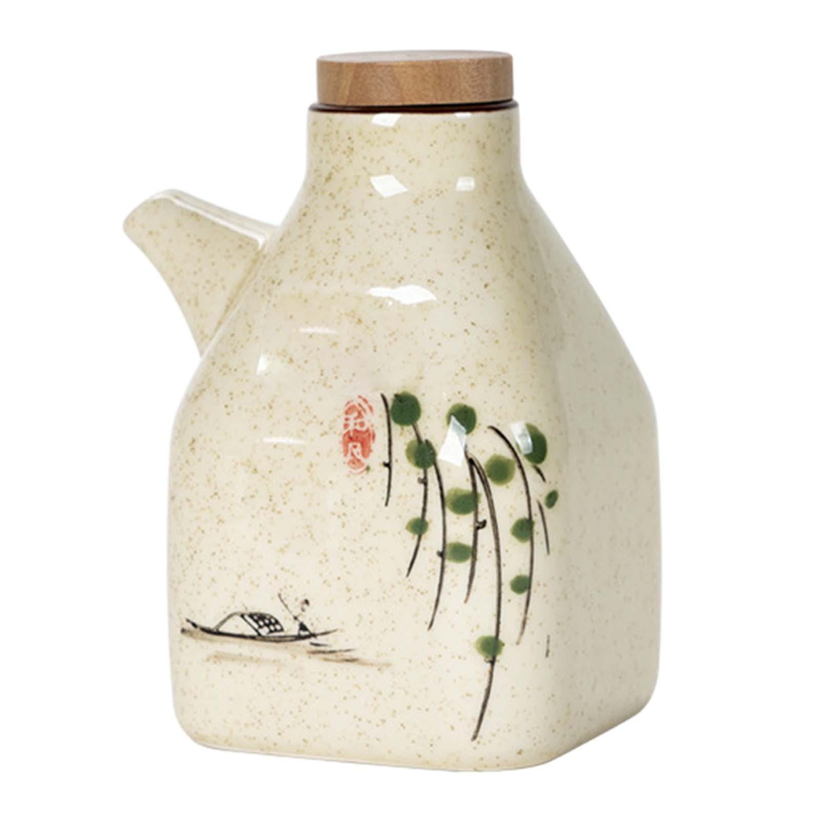 SiaBiced Large Cooking Oil Bottle Ceramic 300ml for Olive Oil, Soy ...
