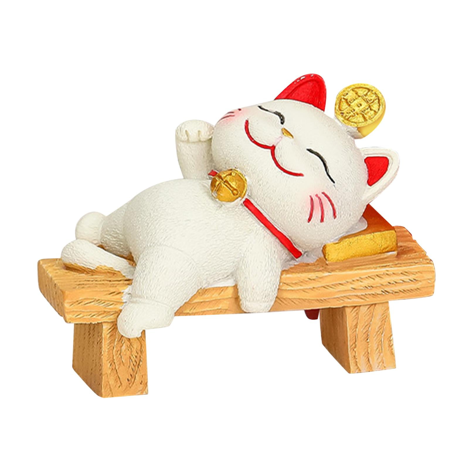 SiaBiced Lucky Cat Statue Animal Sculpture Cute Decoration Resin ...