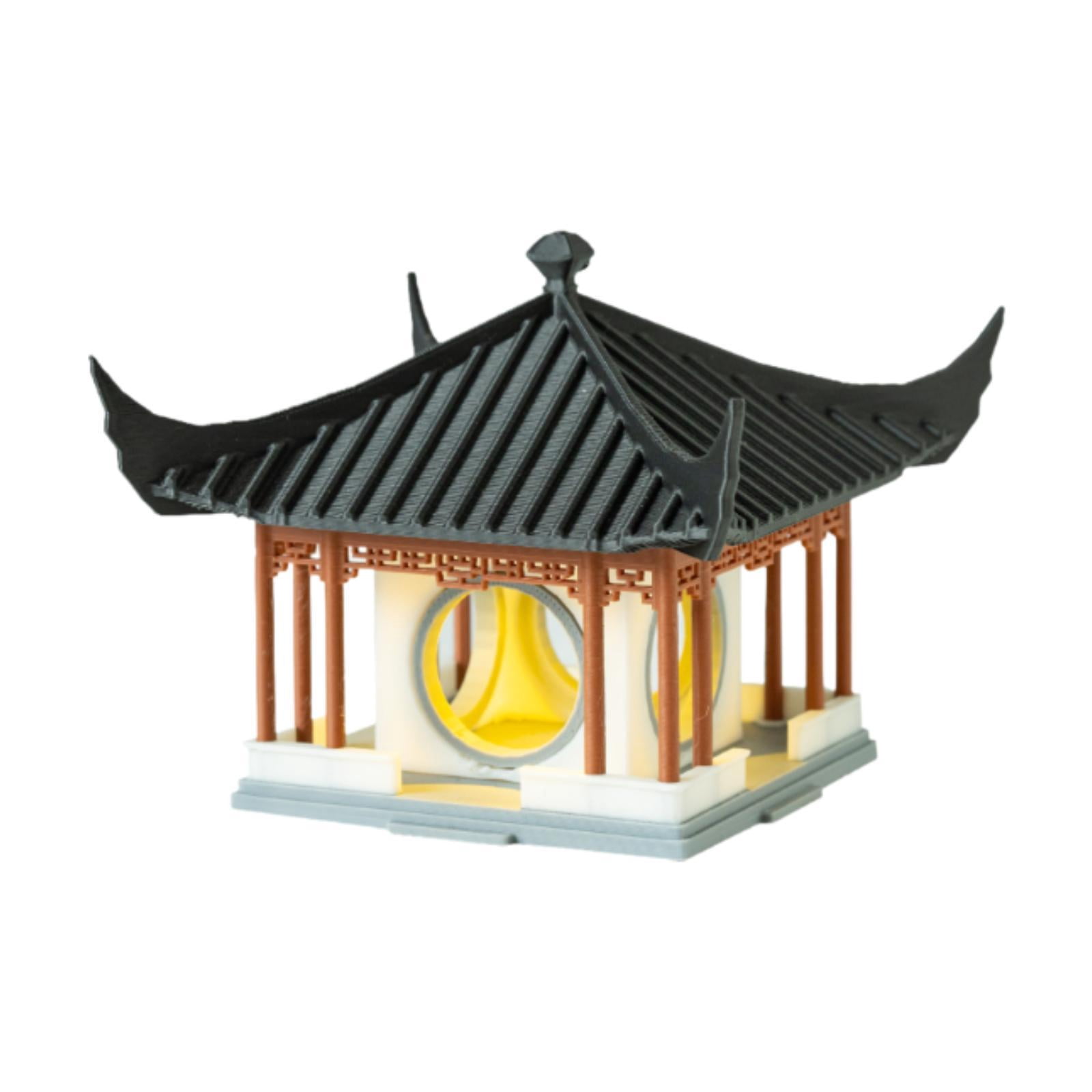 SiaBiced Miniature Pagoda Figurine Built in Lighting System Micro ...