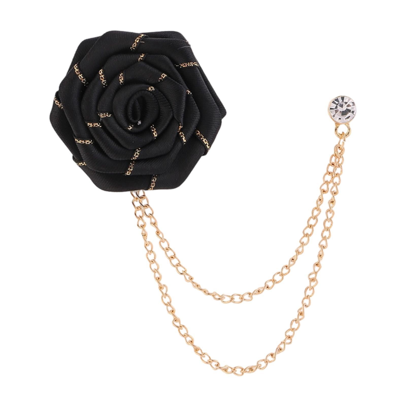 SiaBiced Rose Flower Chain Brooch Chic Groom Suit Brooch for Concert ...