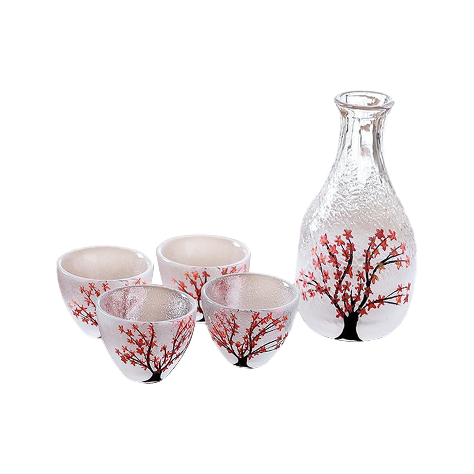 SiaBiced Sake Pot Set Japanese Sake Cups Cup Set Handcraft Transparent ...