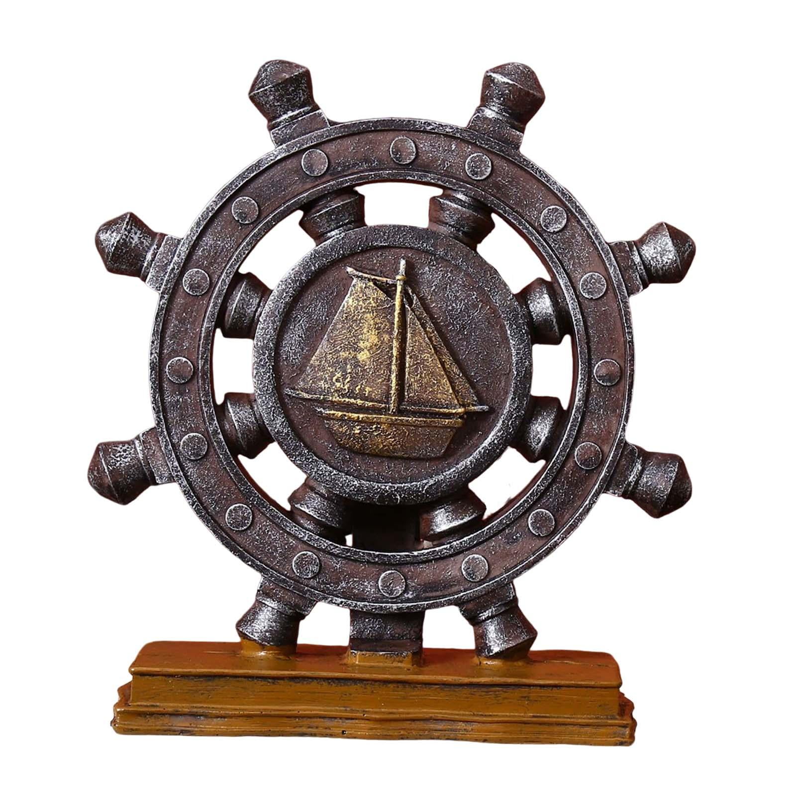 SiaBiced Ship Steering Wheel Boat Sculpture Nautical Rudder Resin ...