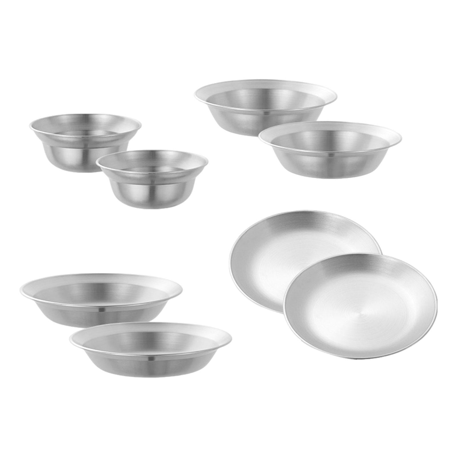 SiaBiced Stainless Steel Plates and Bowls Dinnerware Set Portable ...