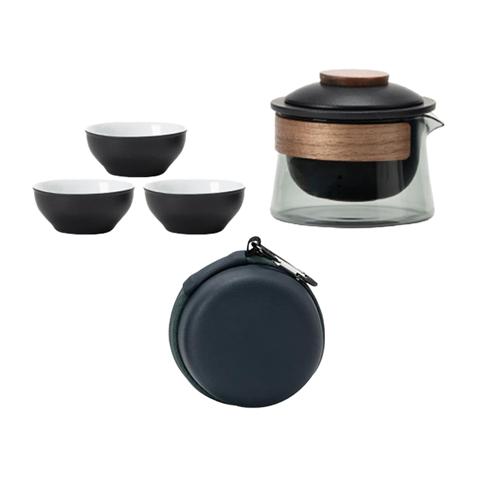 SiaBiced Travel Tea Set Compact Gift Loose Tea Glass Teapot Infuser ...