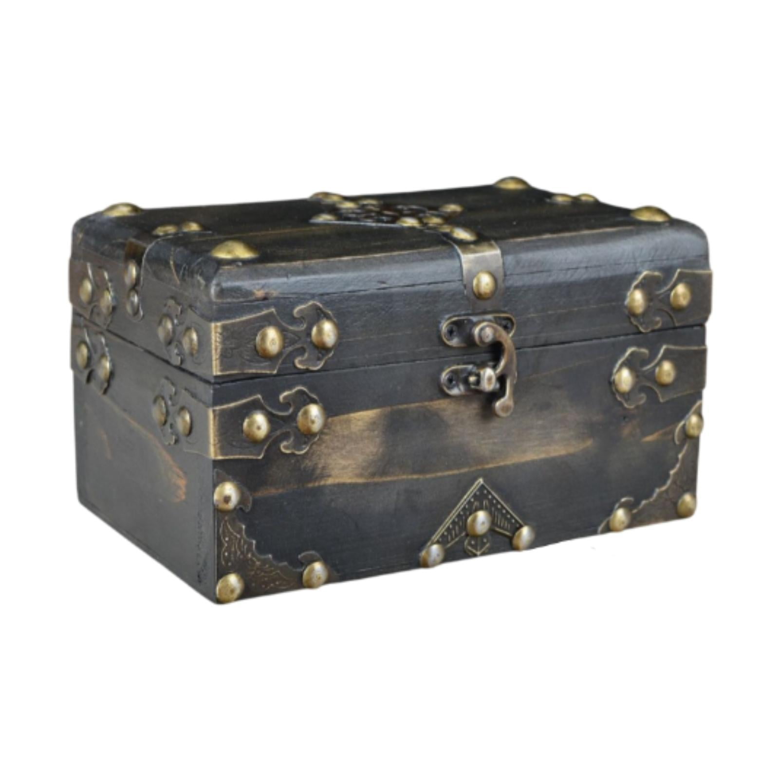 SiaBiced Vintage Wooden Treasure Chest Jewelry Storage Case Multi-use ...