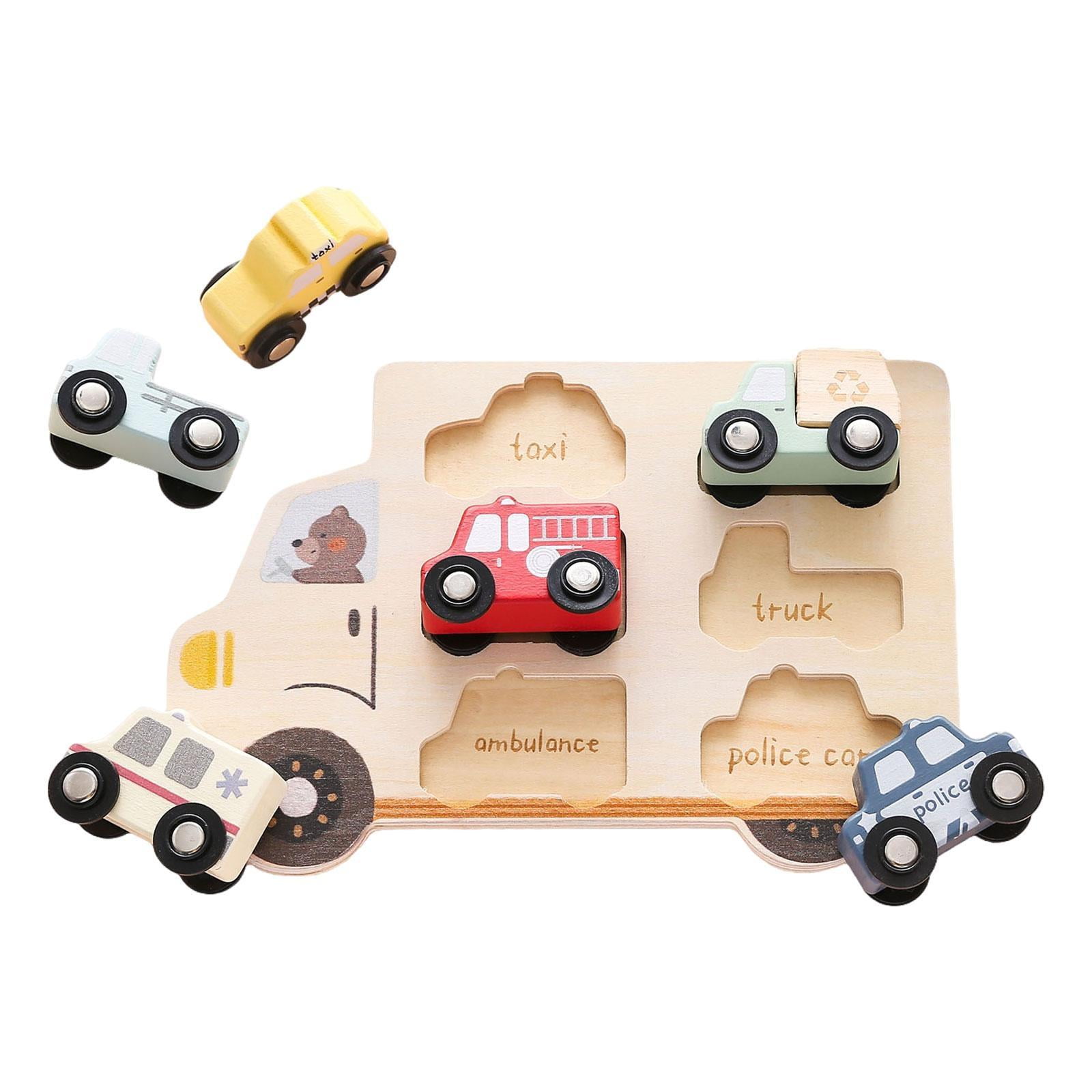 SiaBiced Wooden Vehicle Puzzle Coordination Creativity Early Learning ...