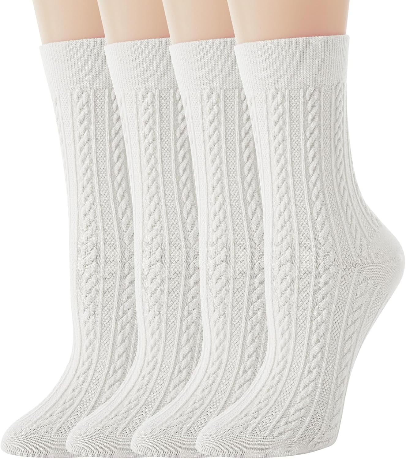 Siabmc Crew Socks for Women, 4 Pairs Thick Bootie Socks, Warm Cotton ...