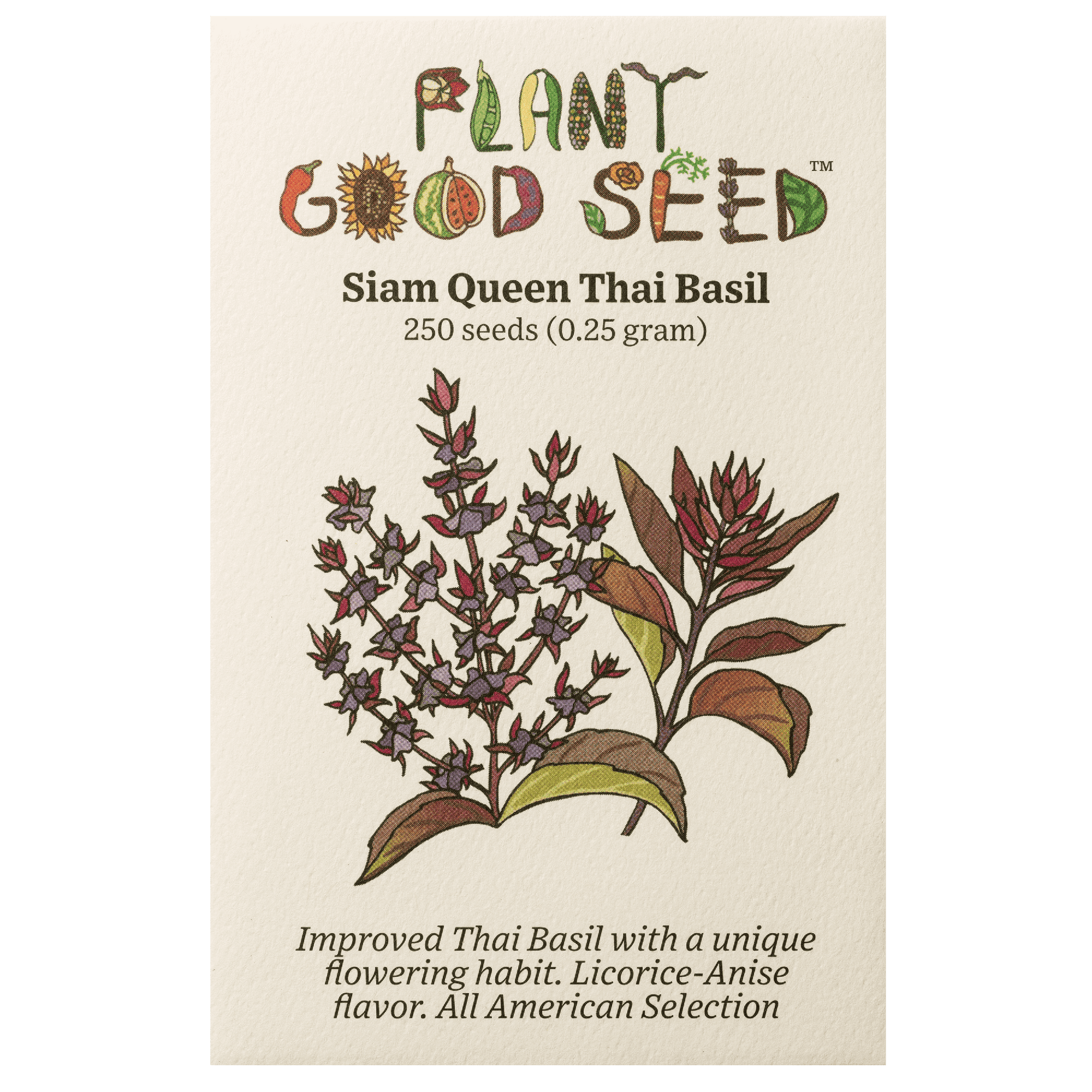 Plant Good Seed Siam Queen Thai Basil Seeds: 250 Seed Packet, Full Sun ...
