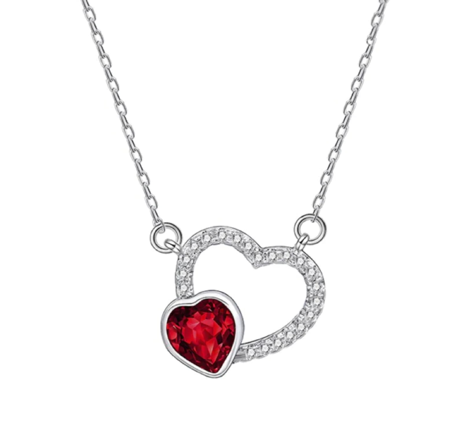Siam Swarovski Crystal Dual Open Heart Pendant Necklace - Walmart.com