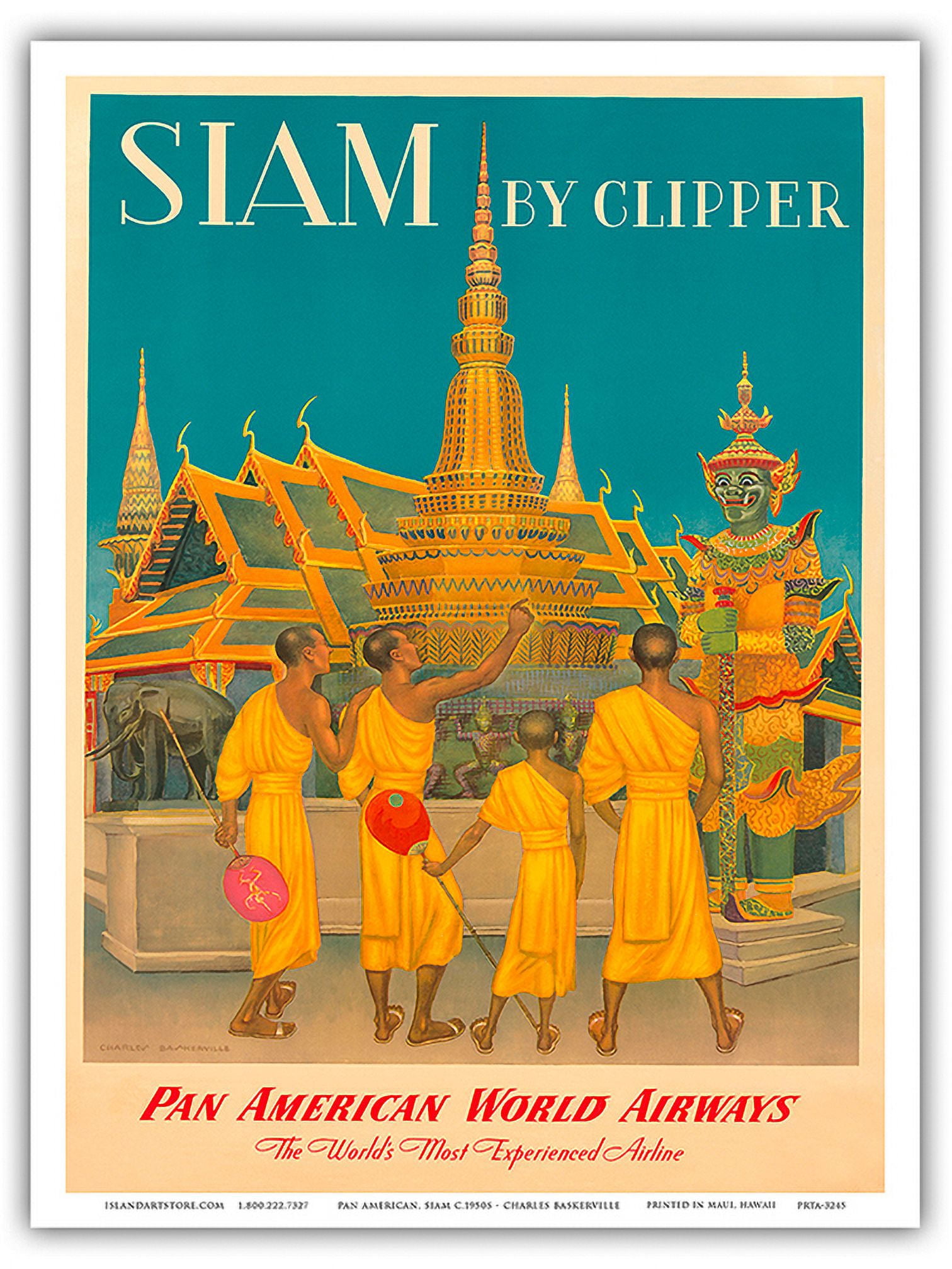 Siam (Thailand) by Clipper - Pan American World Airways - Vintage ...