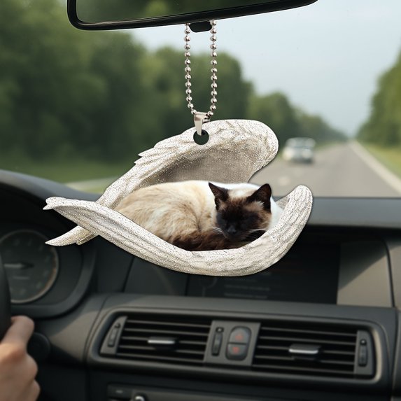 Siamese Cat Angel Car Ornament – Memorial Gift & Xmas Tree Hanging Pet ...