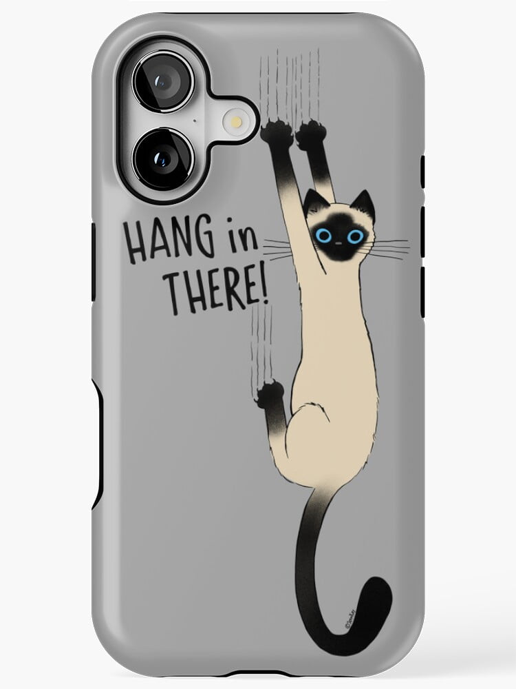 Siamese Cat Funny Hang On Cartoon Art For iPhone 11-17 Pro Max Phone ...