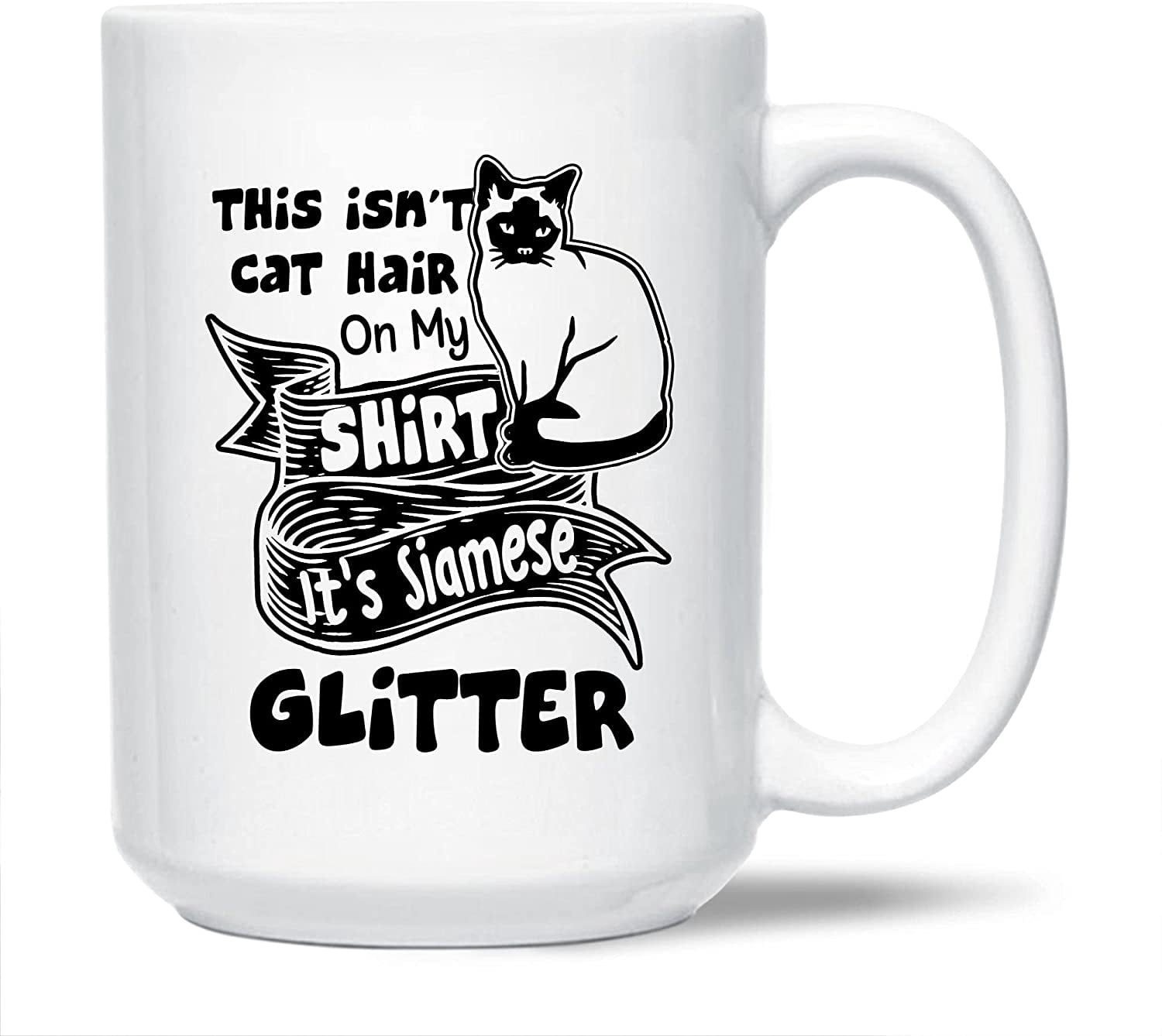 Siamese Cat Graphic Ceramic Coffee Mug, It's Siamese Glitter White Mug ...