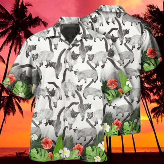 Siamese Cat Lovely Hawaiian Shirt - Walmart.com