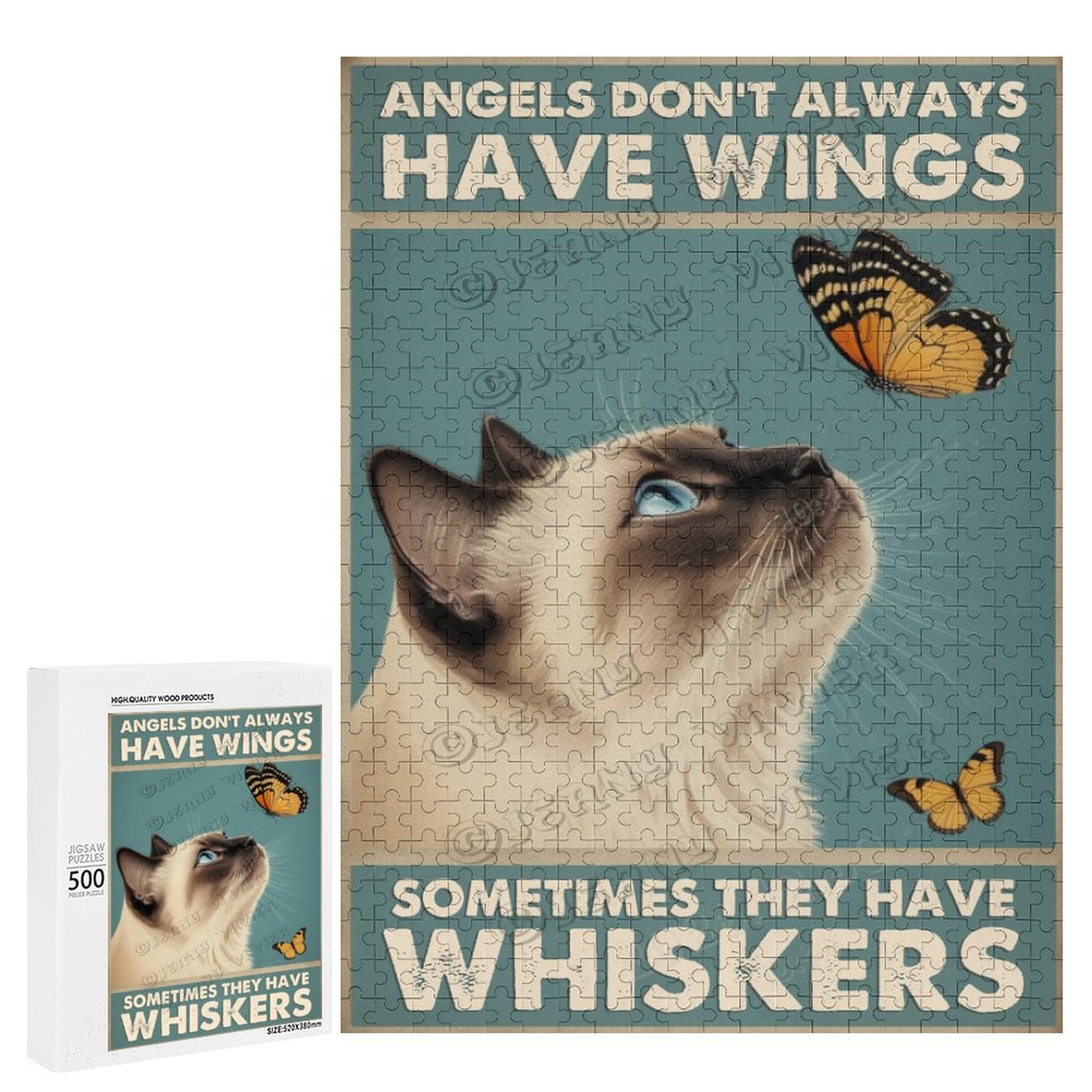 Siamese Cat Puzzles for Adults 500 Pieces, Kitten Puzzle Cat With ...