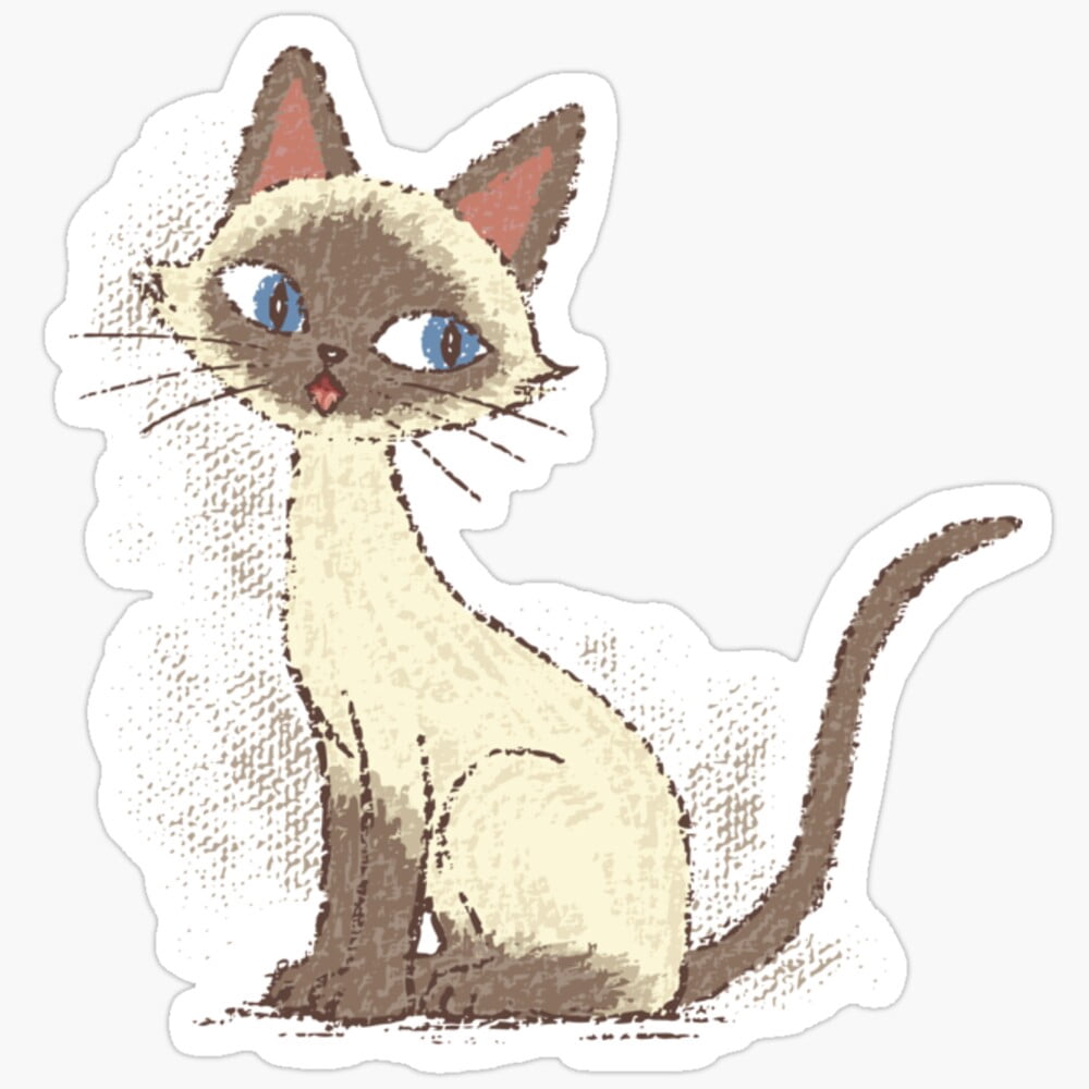 Siamese Cat Sitting Sticker Phone Decal Water Bottle Stickers Car ...