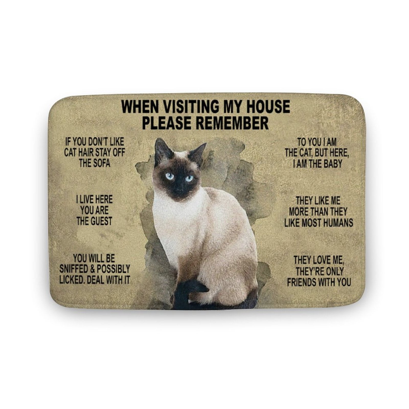Siamese Cat When Visiting My House Doormat, Indoor Outdoor No Slip Mat ...
