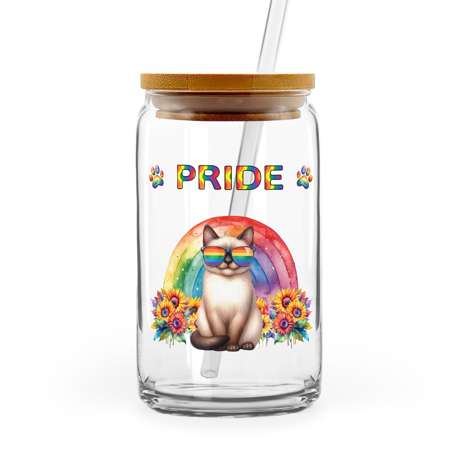 Siamese Celebrates Rainbow Pride Month LGBT LGBTQ+ 16oz Glass Cup Mug ...